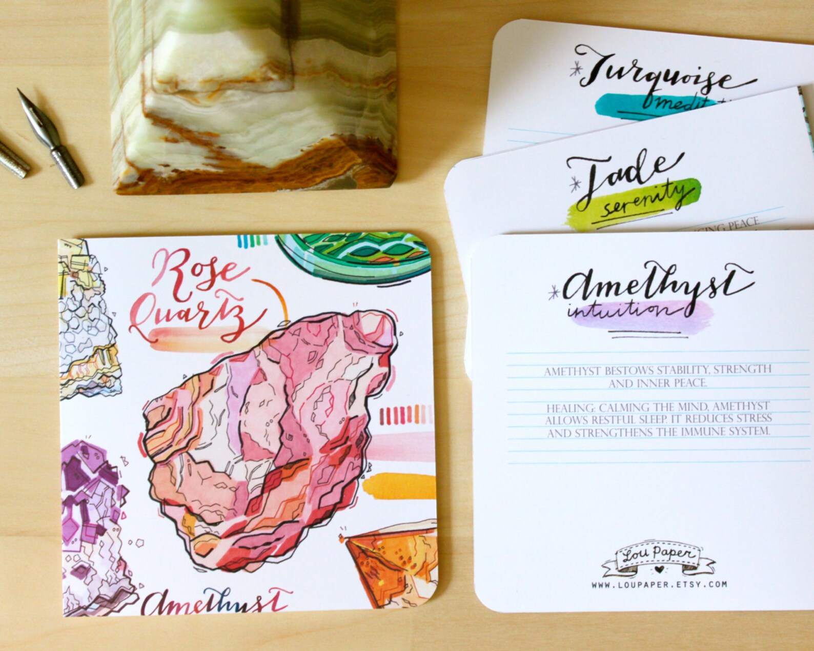 Gemstone Notecards. Crystals Writing Set. Positive Thoughts. - Etsy
