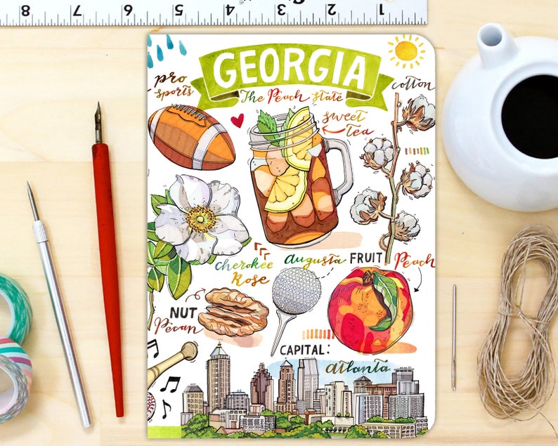 Georgia Notebook the Peach State. | Etsy