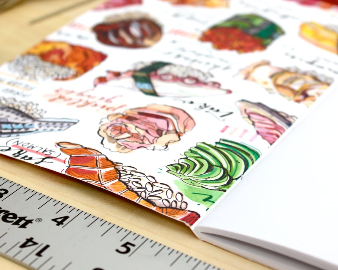 Sushi Notebook Blank Journal Sashimi Illustration Nigiri | Etsy