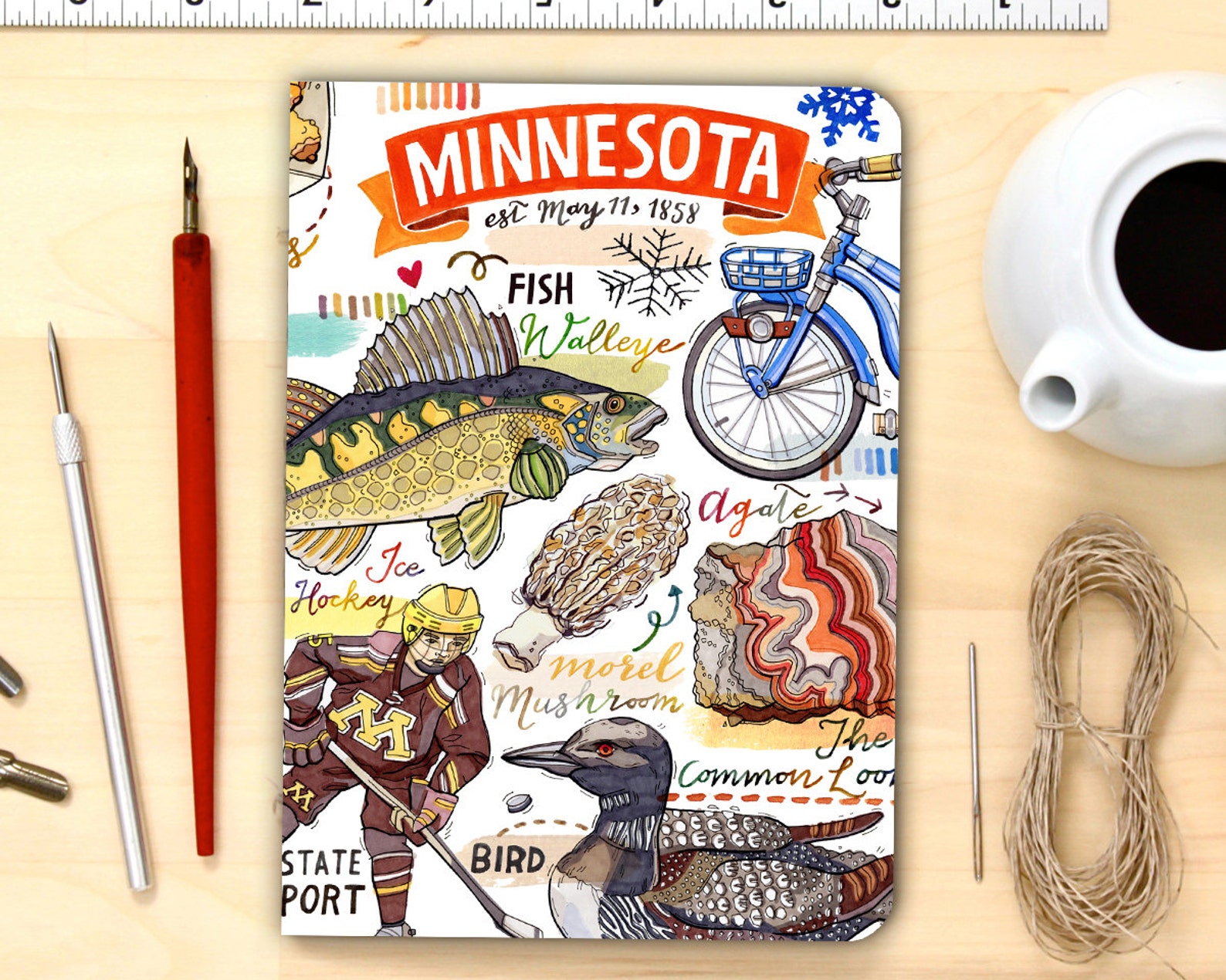 Minnesota Notebook, Blank Journal, Personalized Stationery, State ...