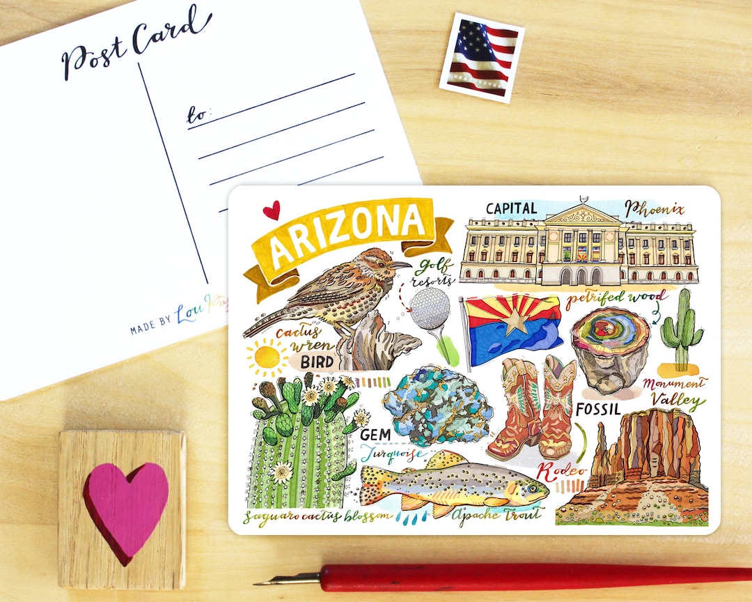 Arizona State Postcard. - Etsy