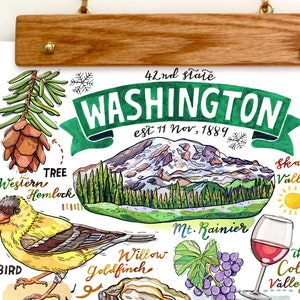 Washington State Print. Illustration. the Evergreen State. - Etsy