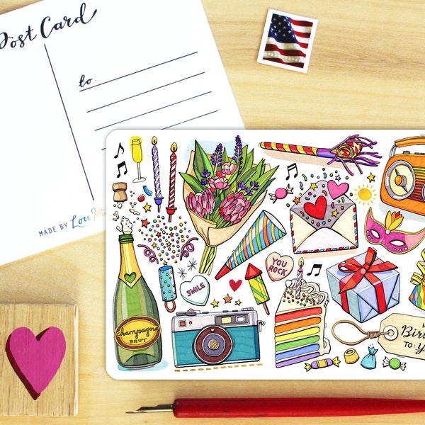 Birthday Postcard - Etsy