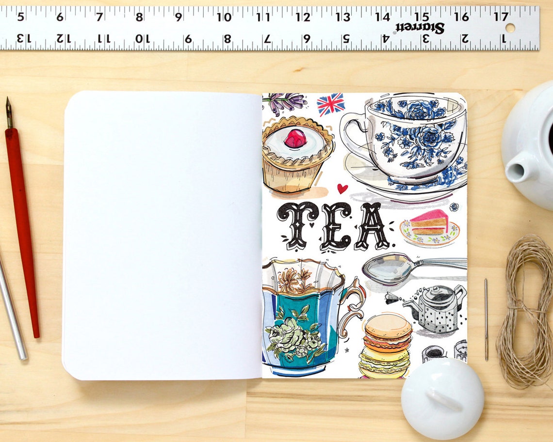 Tea Time Notebook Blank Journal. - Etsy