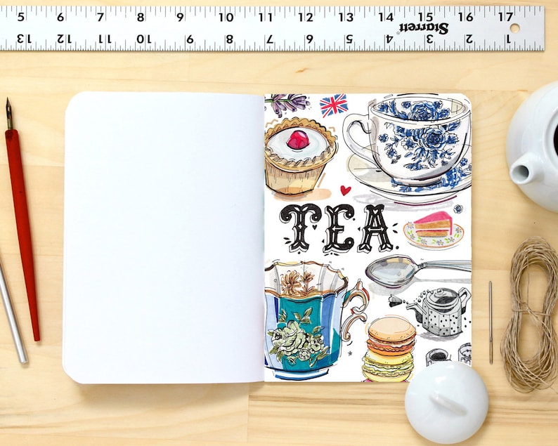 Tea Time Notebook Blank Journal. - Etsy