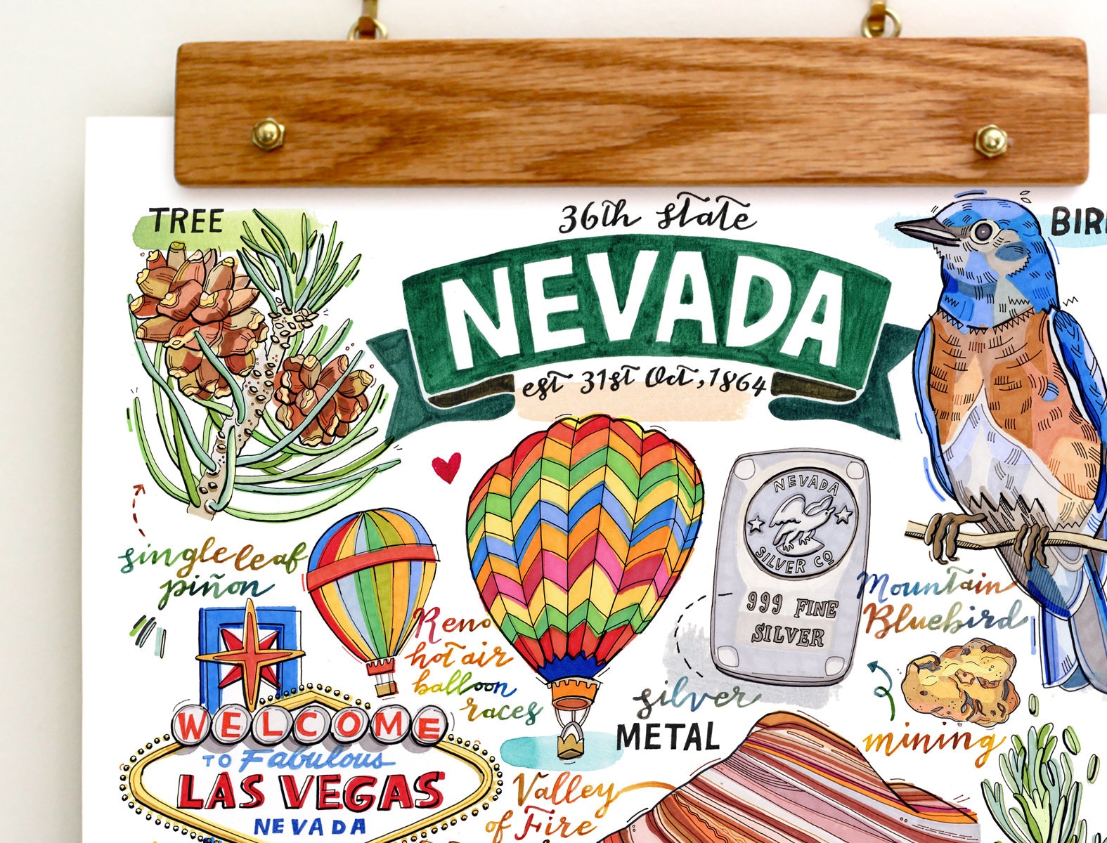 Nevada State Print. State Symbols. Illustration. State Art. the Silver ...