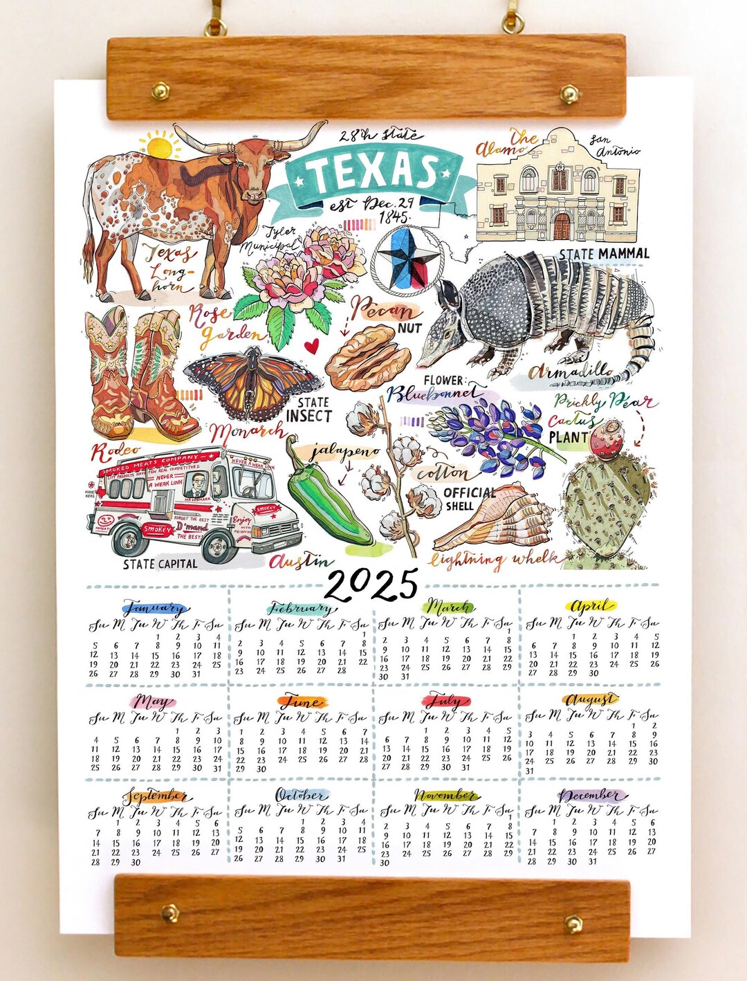 Texas Wall Calendar 2025 - Etsy