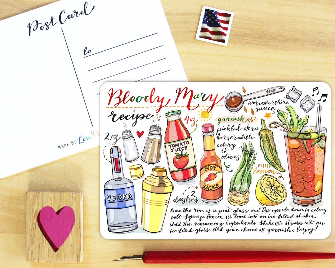 Bloody Mary Postcard. Classic Cocktails. - Etsy