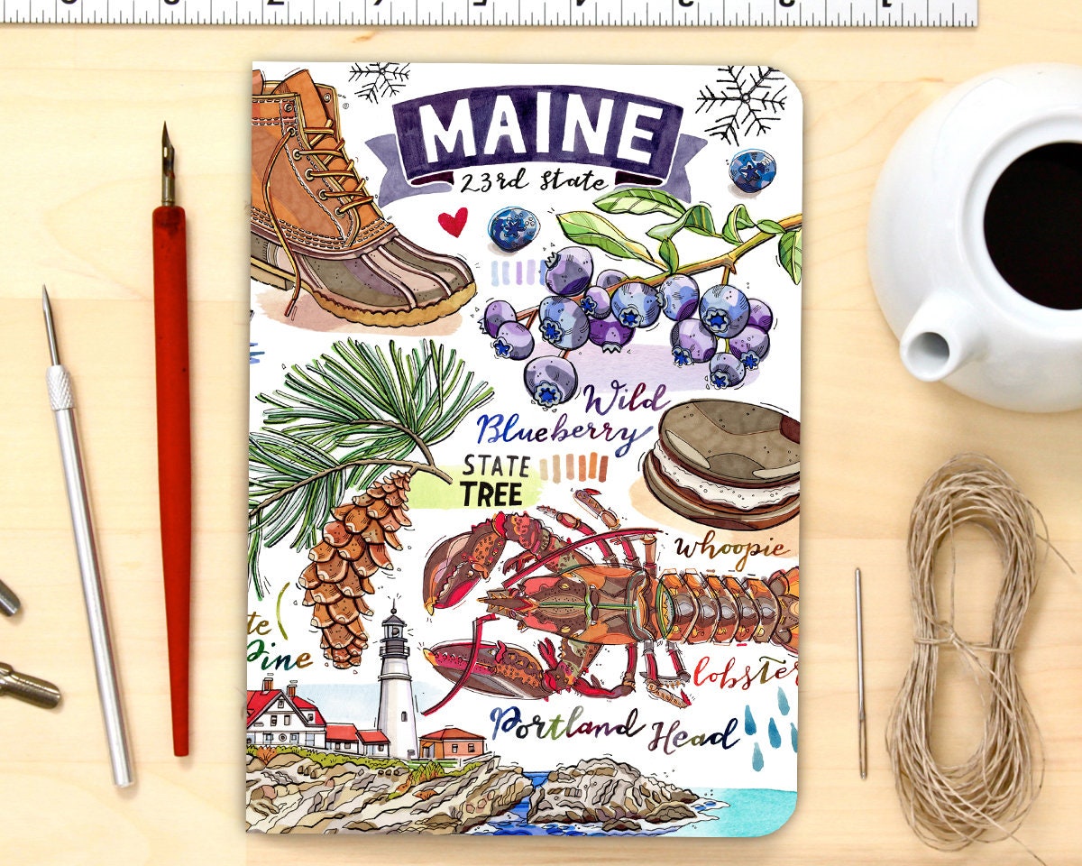 Maine Notebook Blank Journal Pine Tree State. - Etsy