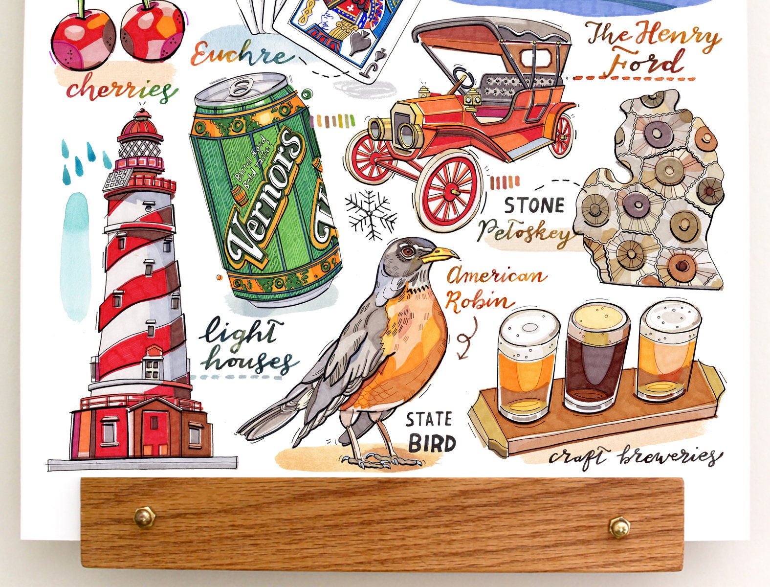 Michigan State Print. Illustration. State Symbols. the | Etsy