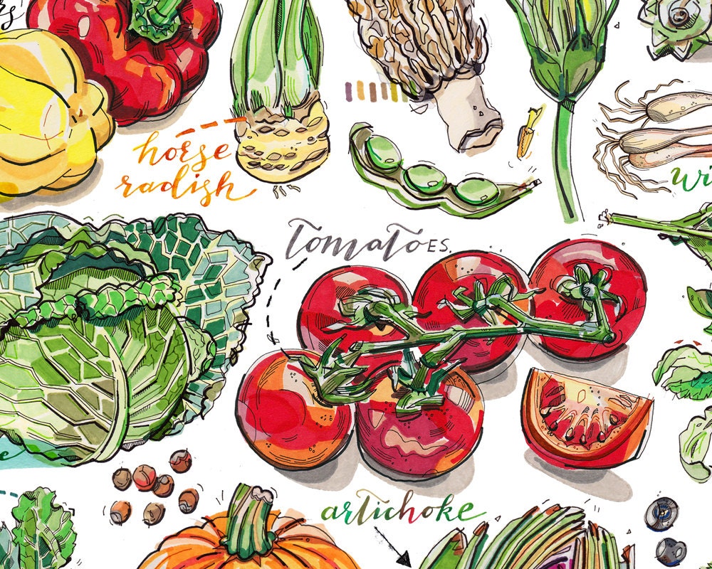 Vegetables Print. Garden. Kitchen Decor. Food Art. - Etsy