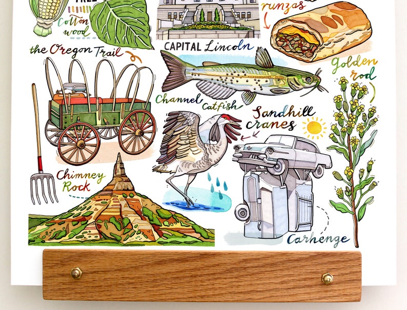 Nebraska State Print. Illustration. Cornhusker State. - Etsy