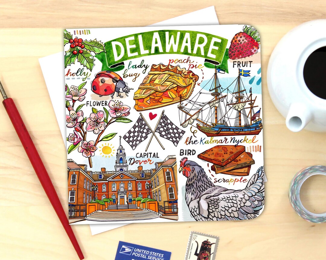 Delaware Card. Single or Pack of 4. - Etsy