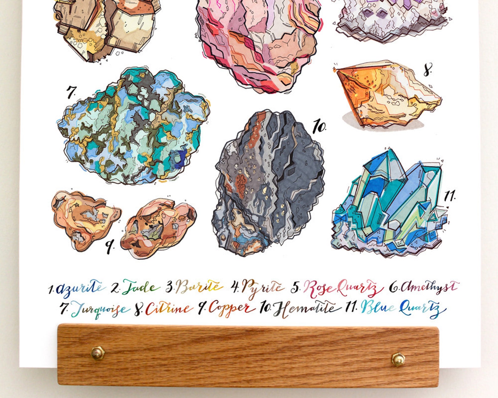 Gemstones print. Crystals illustration. Quartz. Amethyst. | Etsy