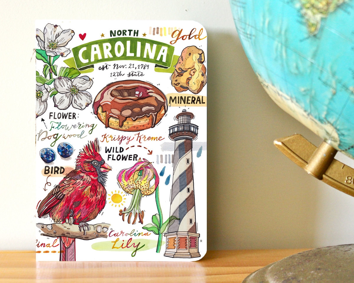 North Carolina Notebook, Blank Journal, State Art, State Symbols ...