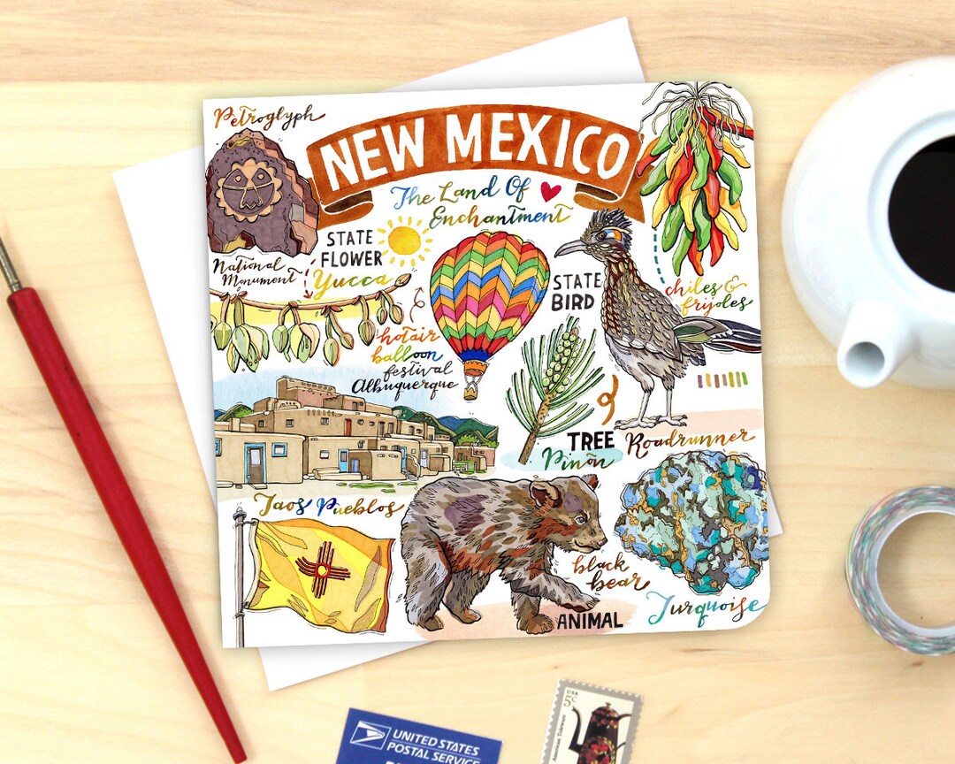 New Mexico Notecard. Single or Pack of 4. - Etsy