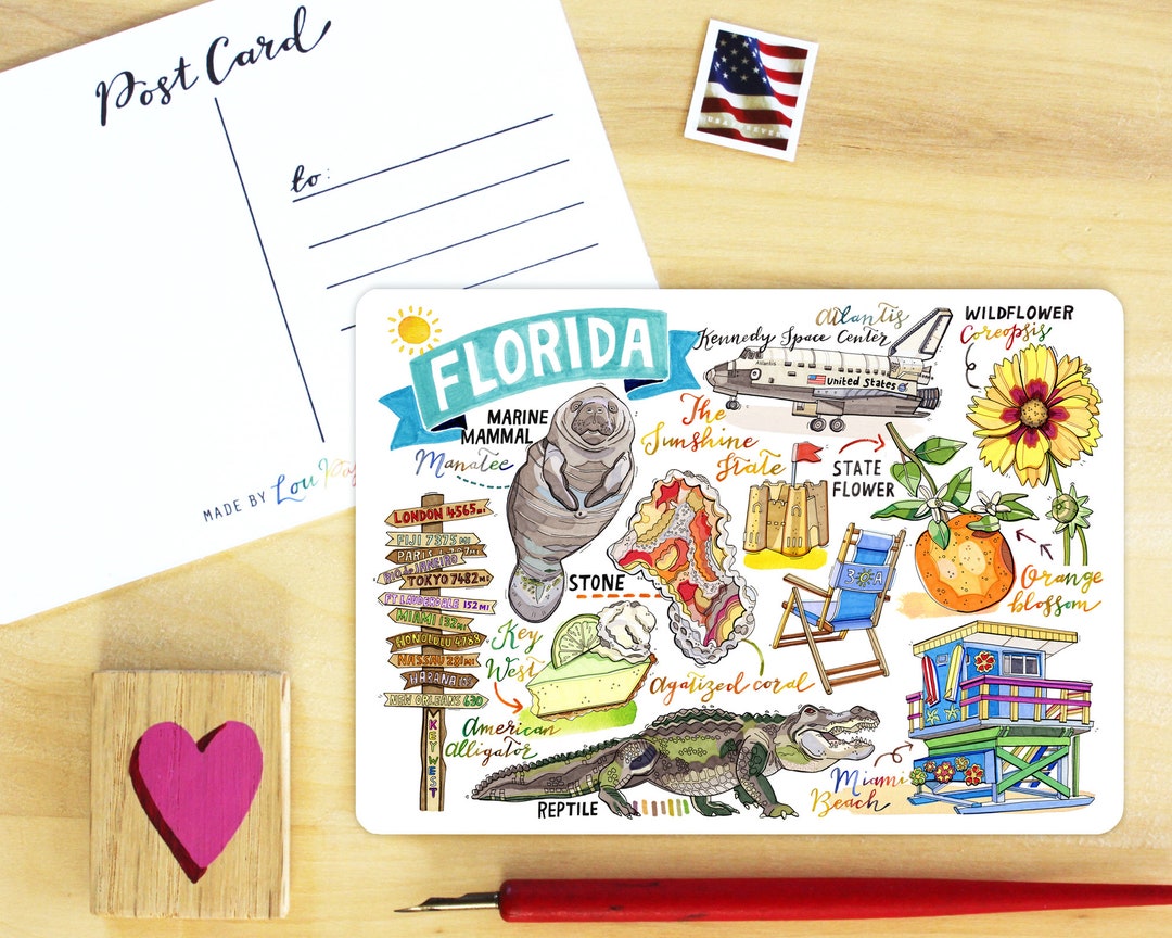 Florida State Postcard. - Etsy