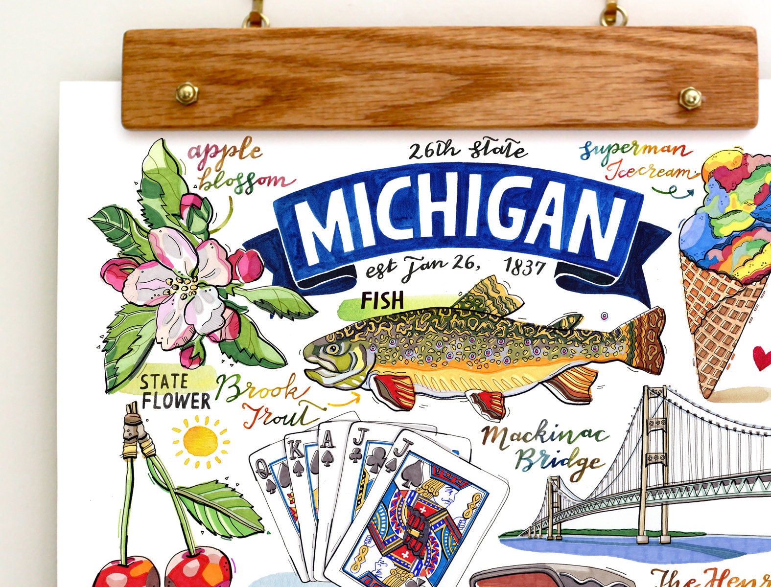 Michigan State Print. Illustration. State Symbols. the - Etsy