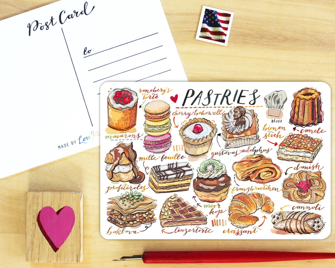 Pastries Postcard. - Etsy