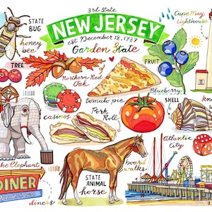 New Jersey State Print. Garden State. - Etsy