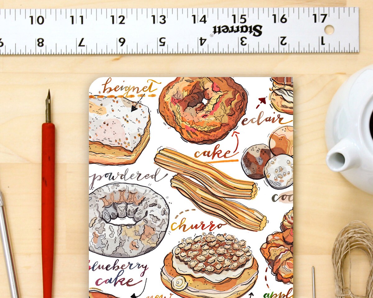 Donuts Notebook Blank Journal Food Art Illustrated - Etsy