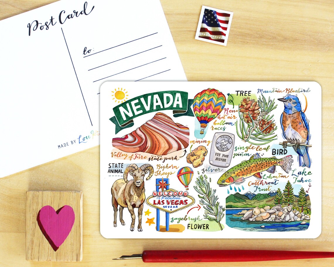 Nevada State Postcard. - Etsy