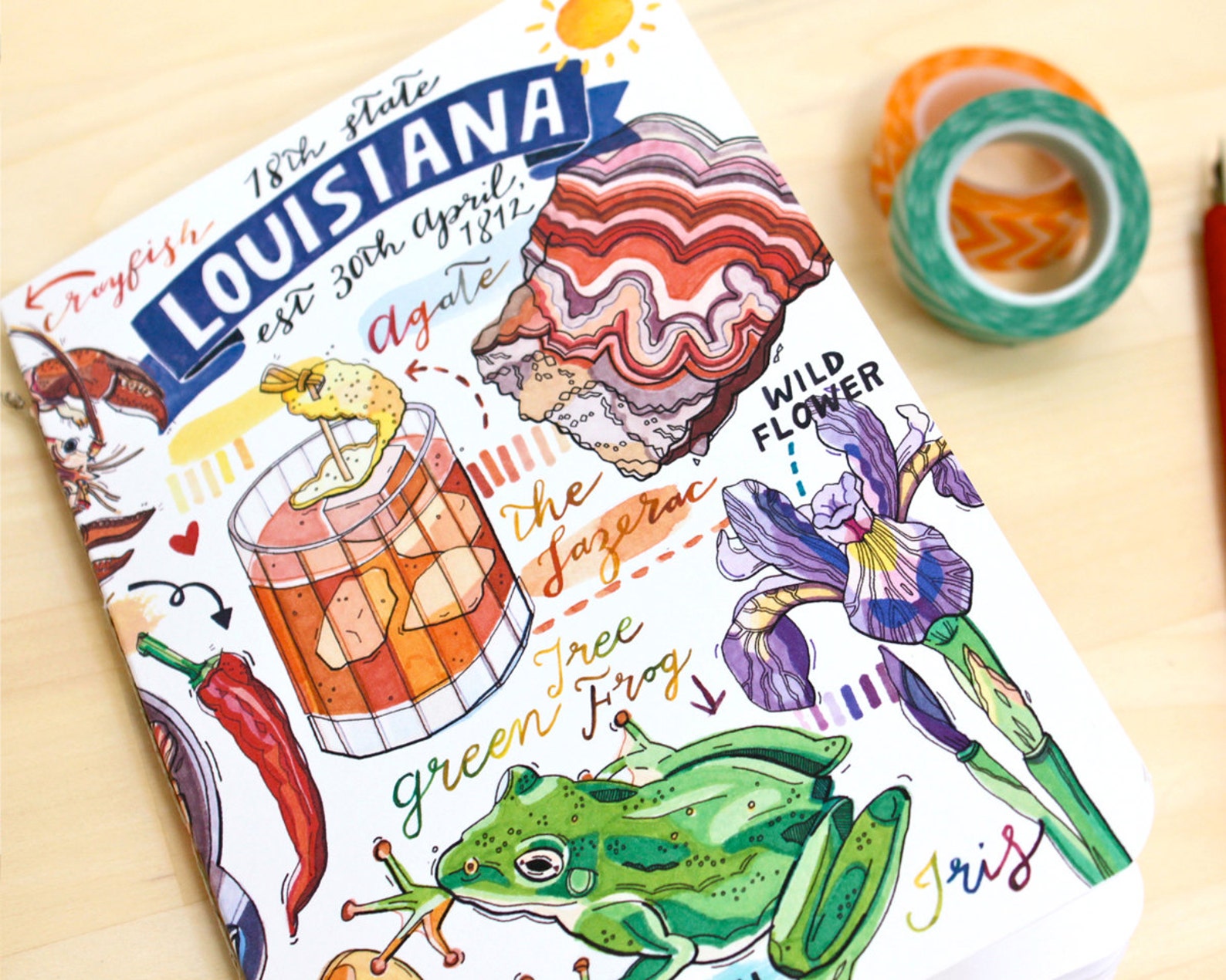 Louisiana Notebook State Symbols Blank Journal New Orleans | Etsy