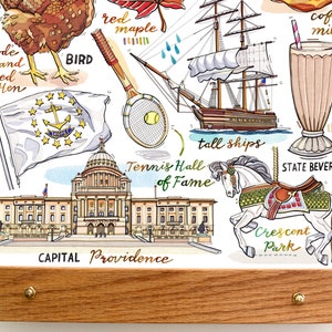 Rhode Island Print, the Ocean State. Illustration. - Etsy