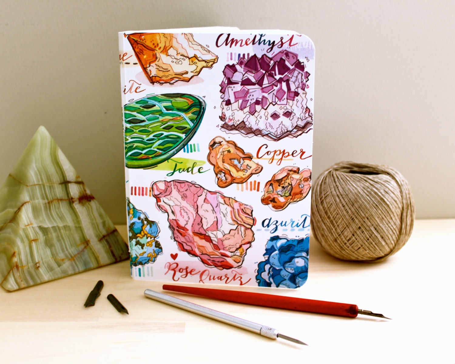 Gemstones Notebook Crystals Blank Notepad Healing Journal | Etsy