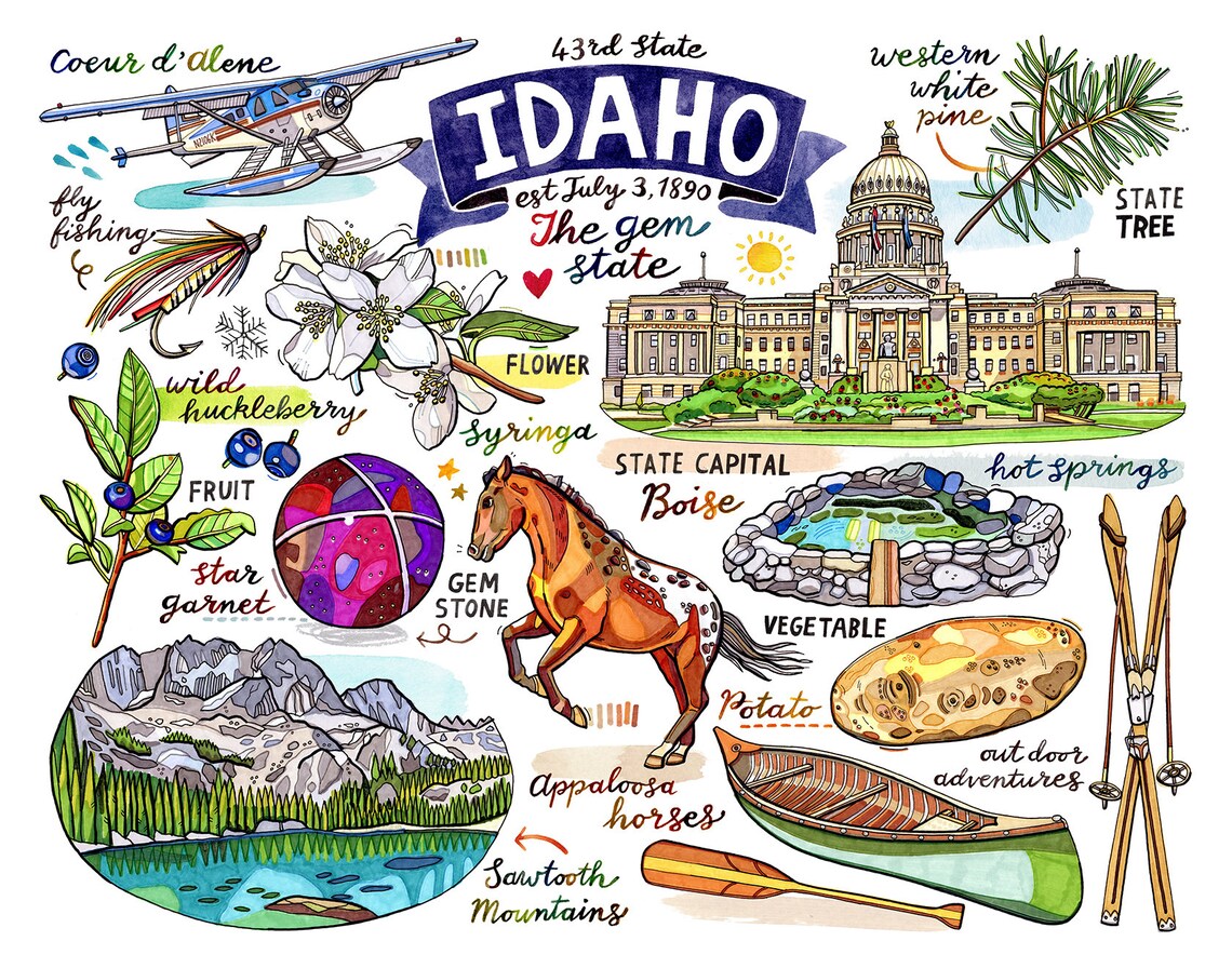Idaho Print. the Gem State. - Etsy