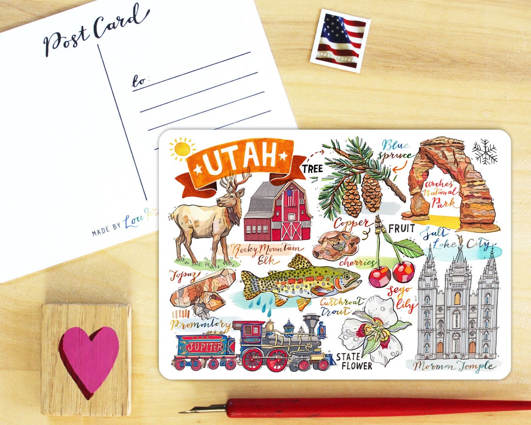 Utah State Postcard. - Etsy