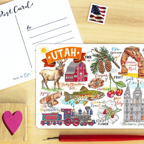 Utah State Postcard. | Etsy