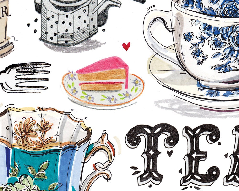 Tea Notecards. Teacups. Stationery. Set of 4. Tea Time. Cuppa. | Etsy