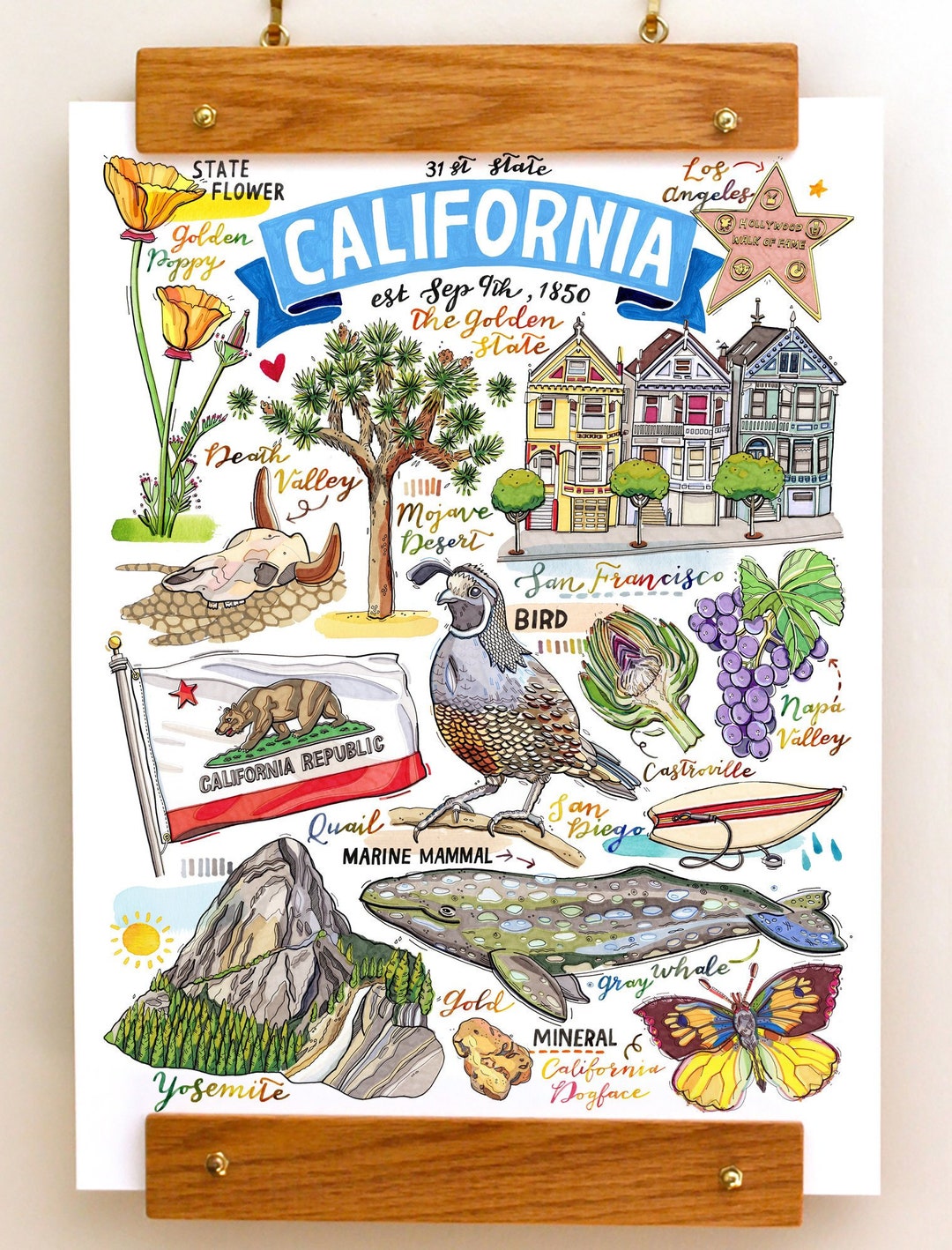 California State Print. Illustration. the Golden State. San Francisco ...