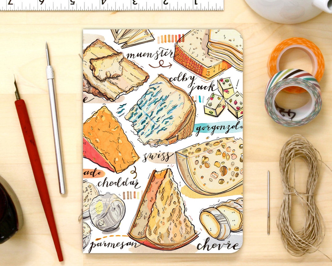 Cheese Notebook, Stationery, Illustration, Blank Notebook. - Etsy