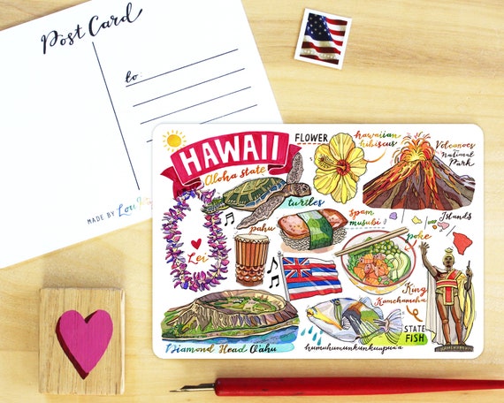 Hawaii State Postcard. - Etsy