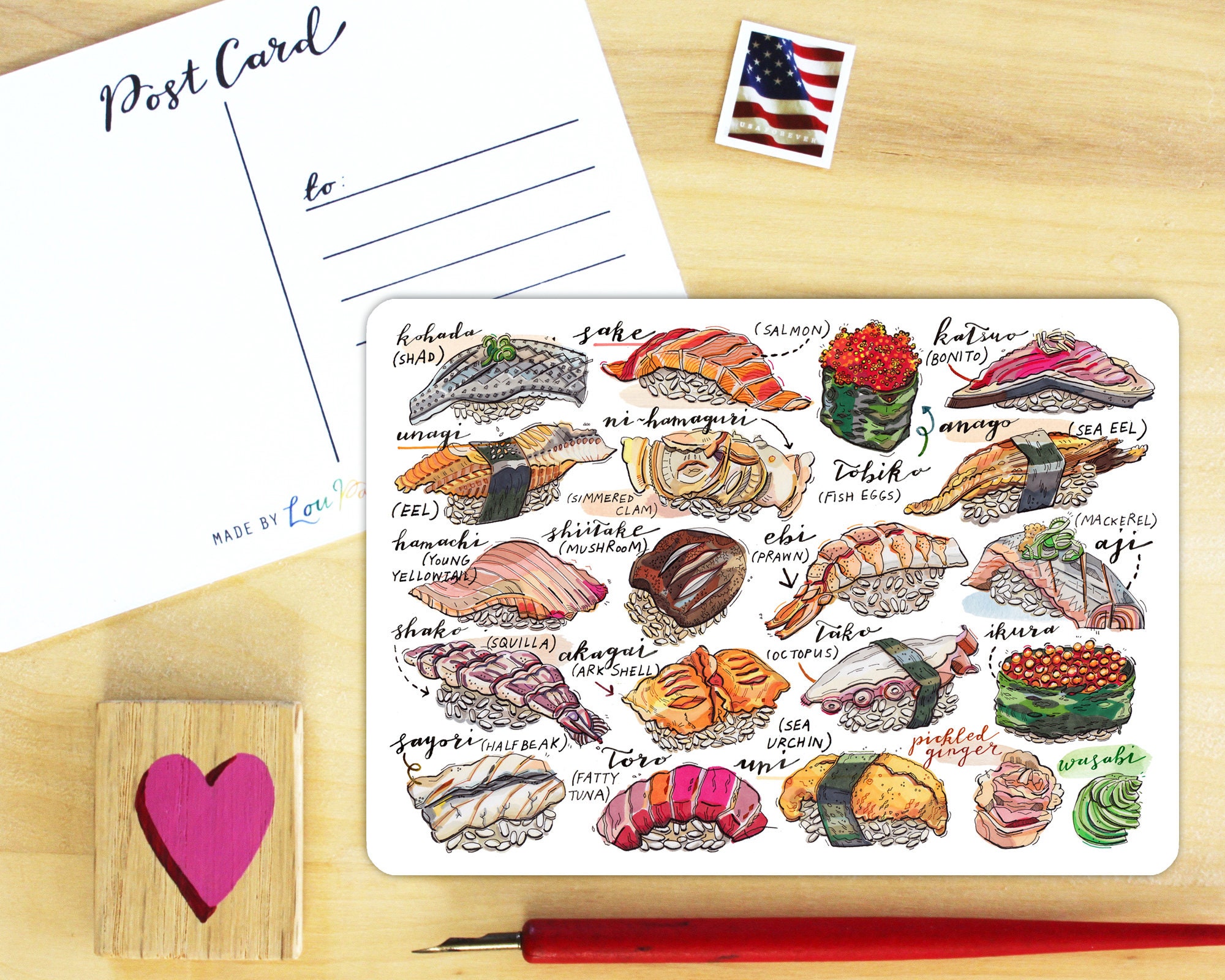 Sushi Postcard. - Etsy