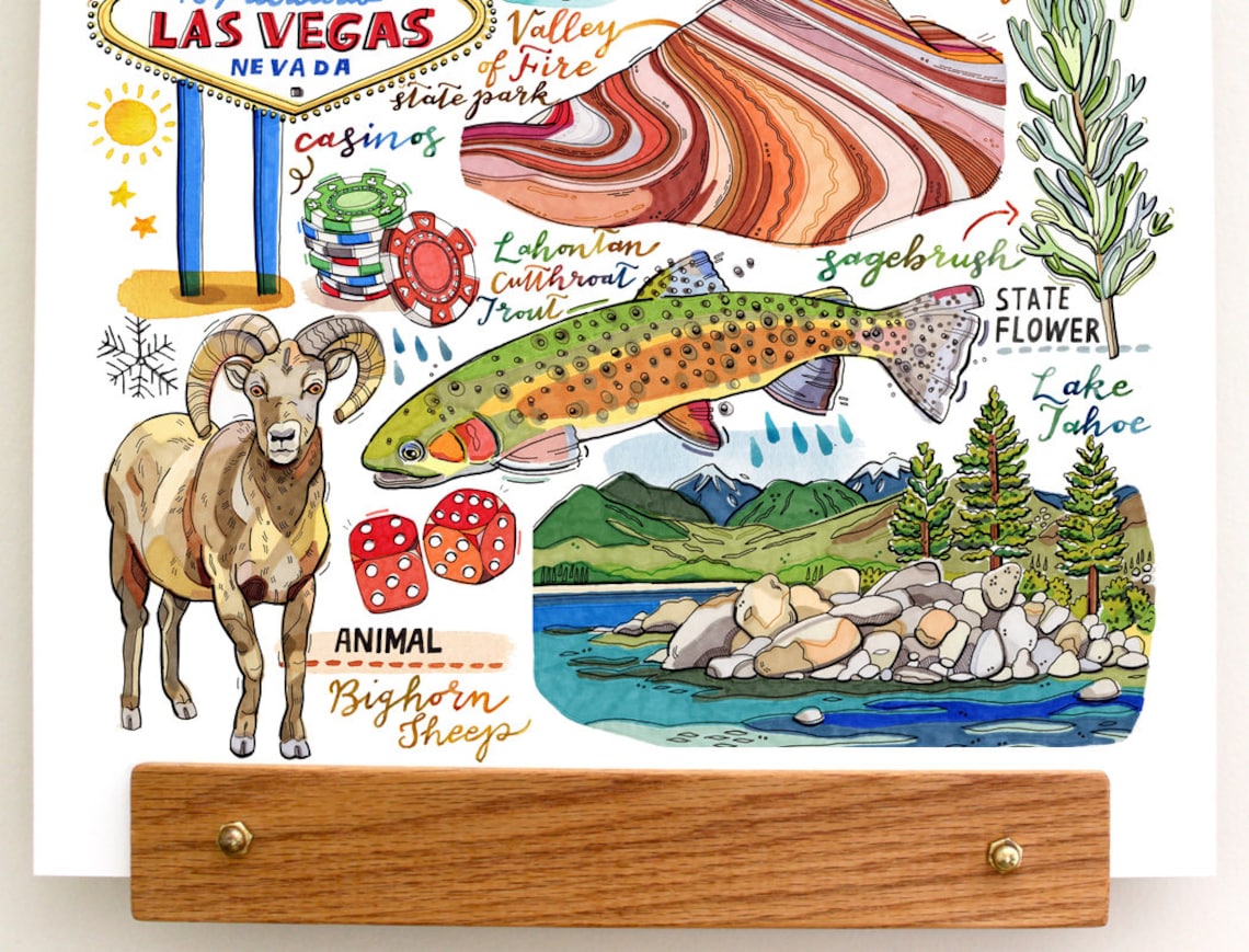 Nevada State Print. State Symbols. Illustration. State Art. - Etsy