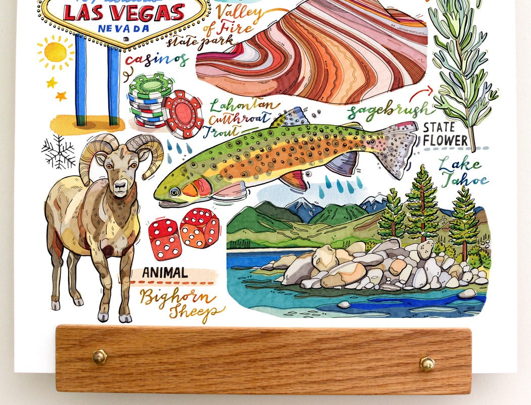 Nevada State Print. State symbols. Illustration. State art. - Etsy 日本