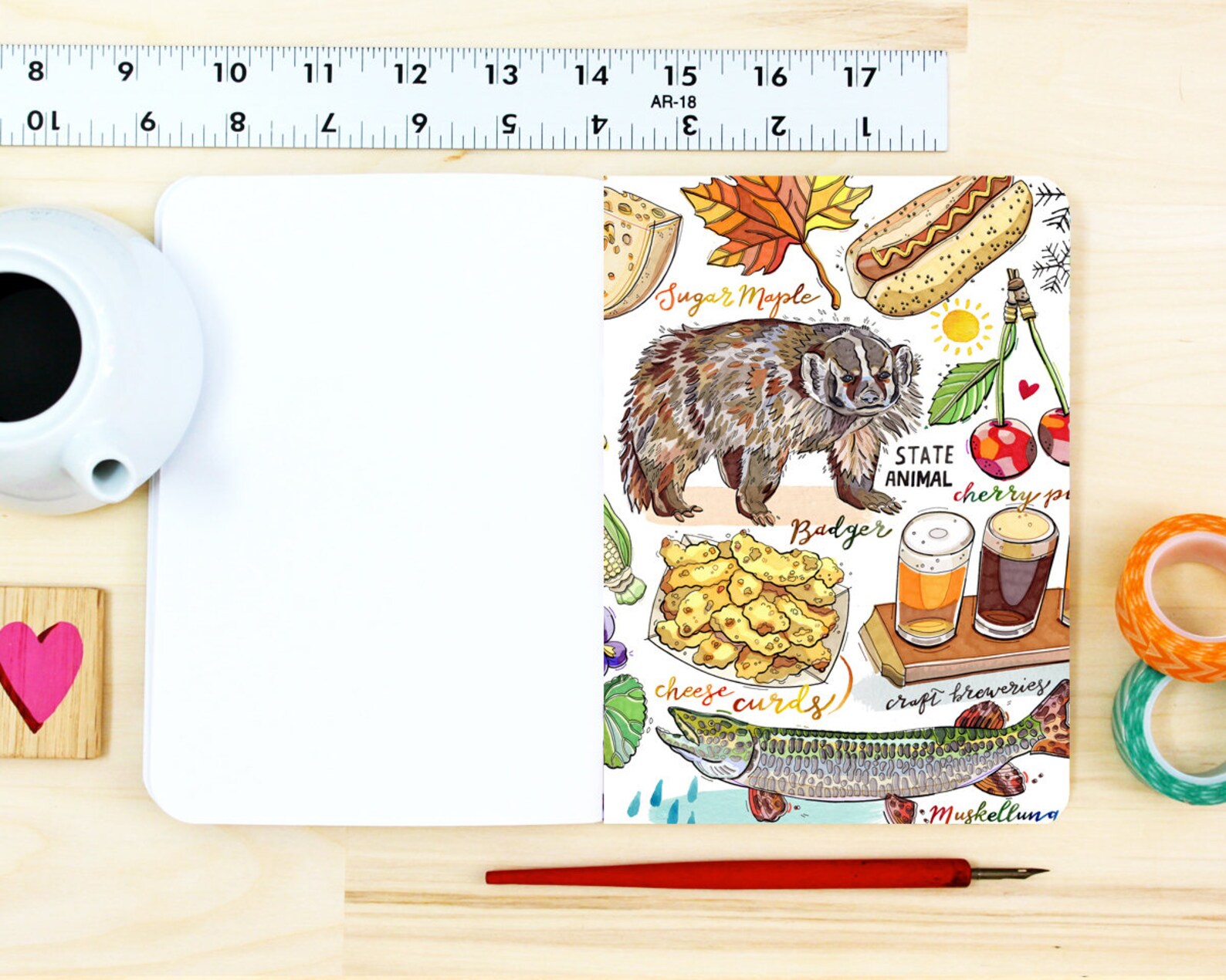 Wisconsin Notebook. Blank Journal. Gift. Stationery. Badger - Etsy