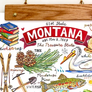 Montana State Print. Illustration. the Treasure State. Big Sky Country ...