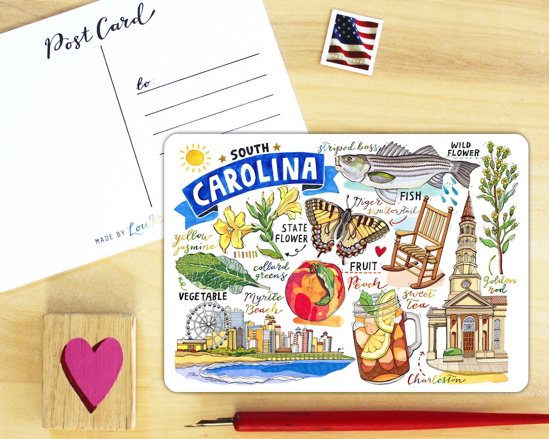 South Carolina State Postcard. - Etsy