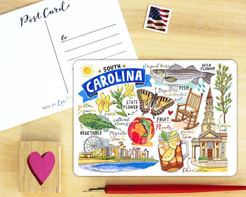 South Carolina State Postcard. | Etsy