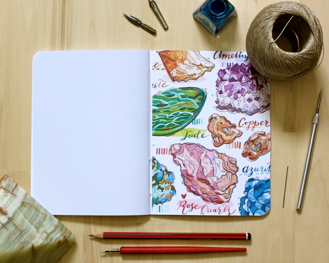 Gemstones Notebook Crystals Blank Notepad Healing Journal - Etsy