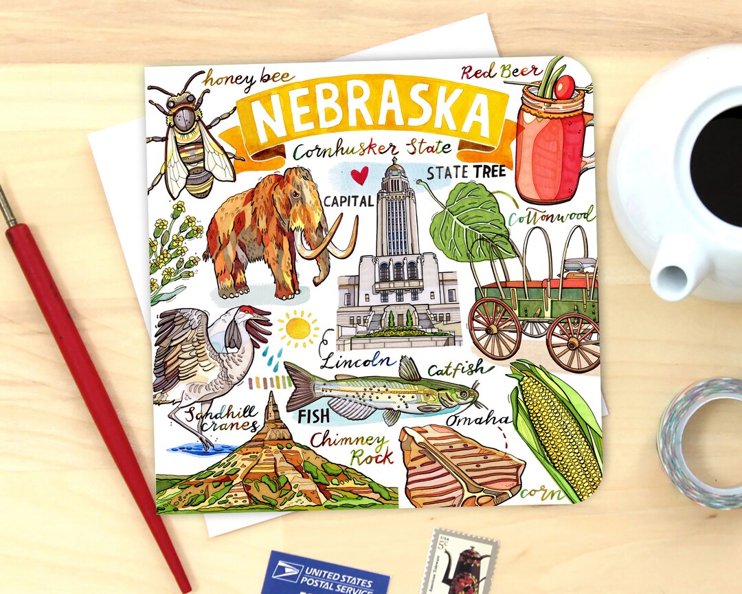 Nebraska Card. Single or Pack of 4. Cornhusker State. - Etsy