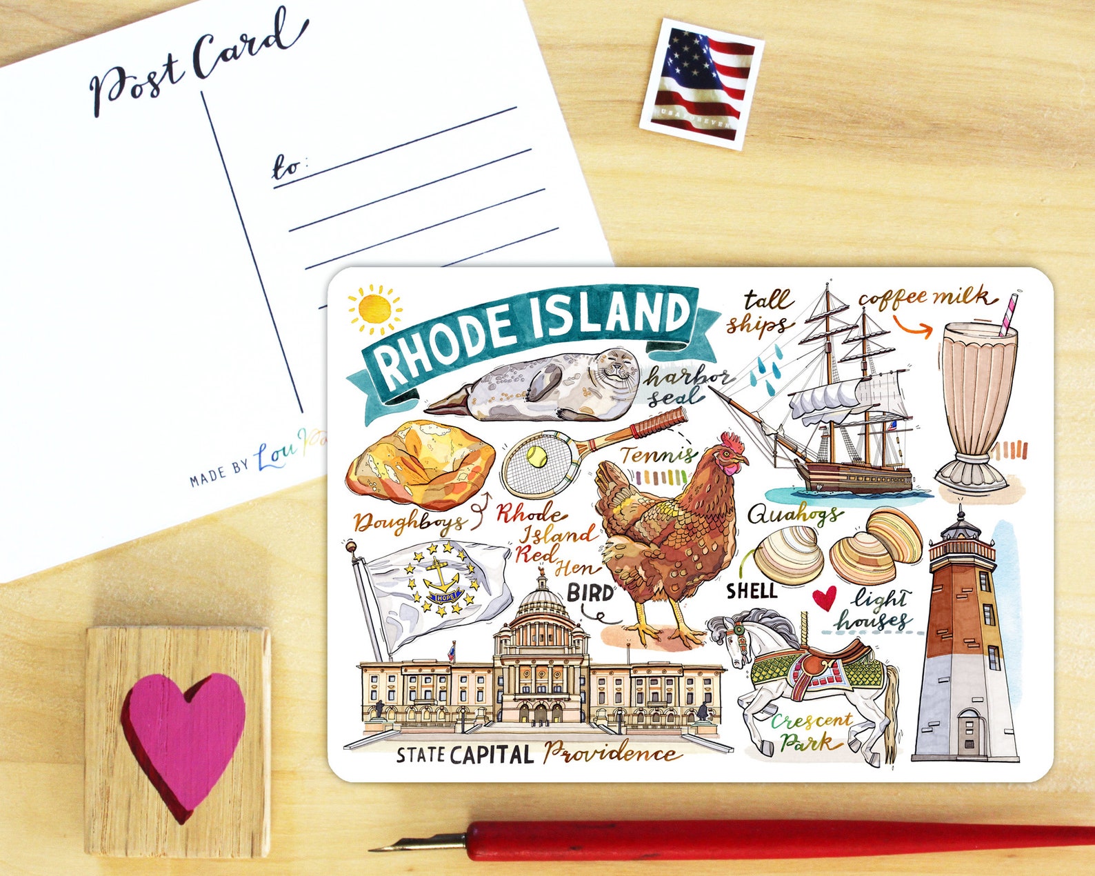Rhode Island State Postcard. - Etsy