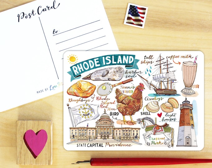 Rhode Island State Postcard. - Etsy