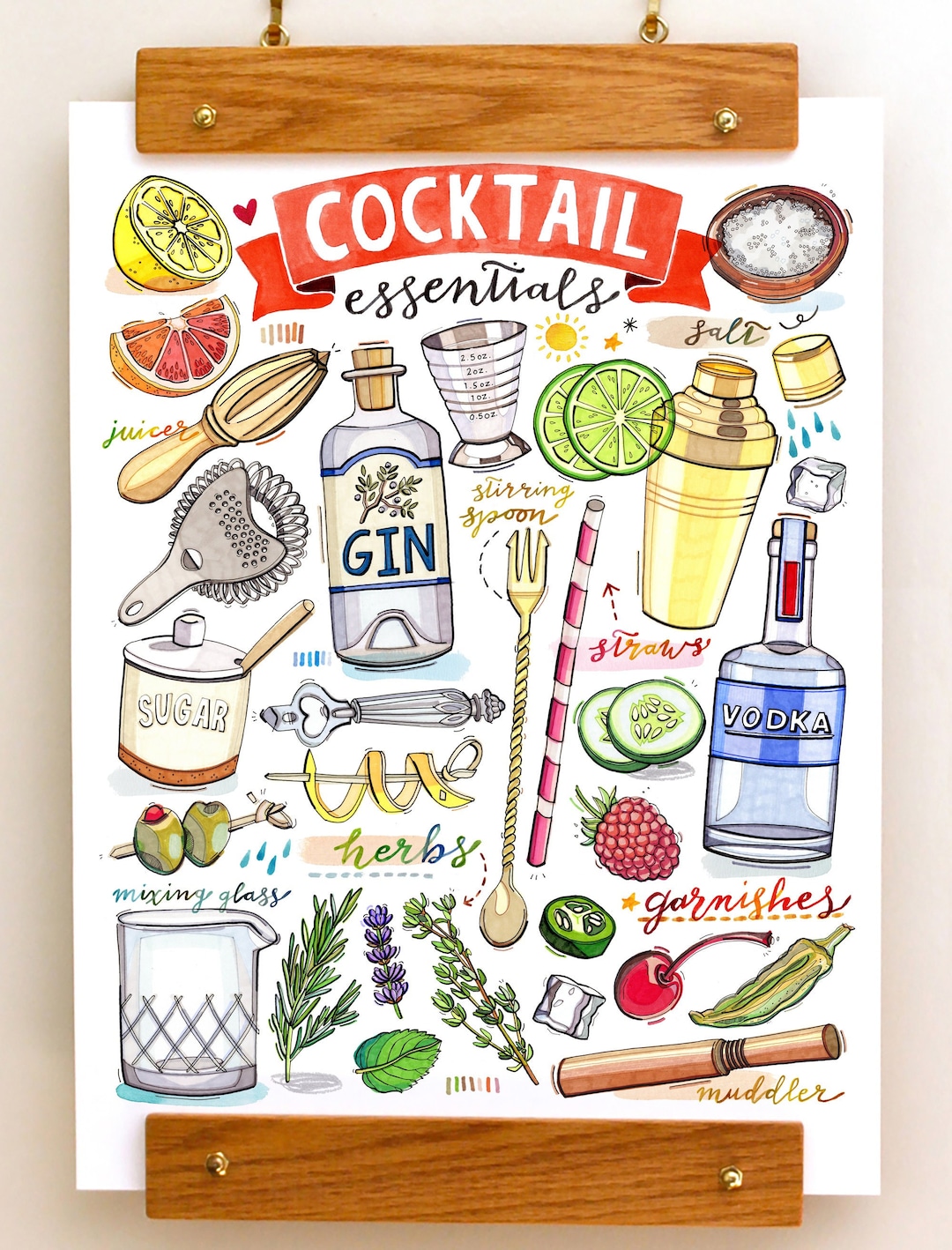 Cocktail Essentials Print. - Etsy