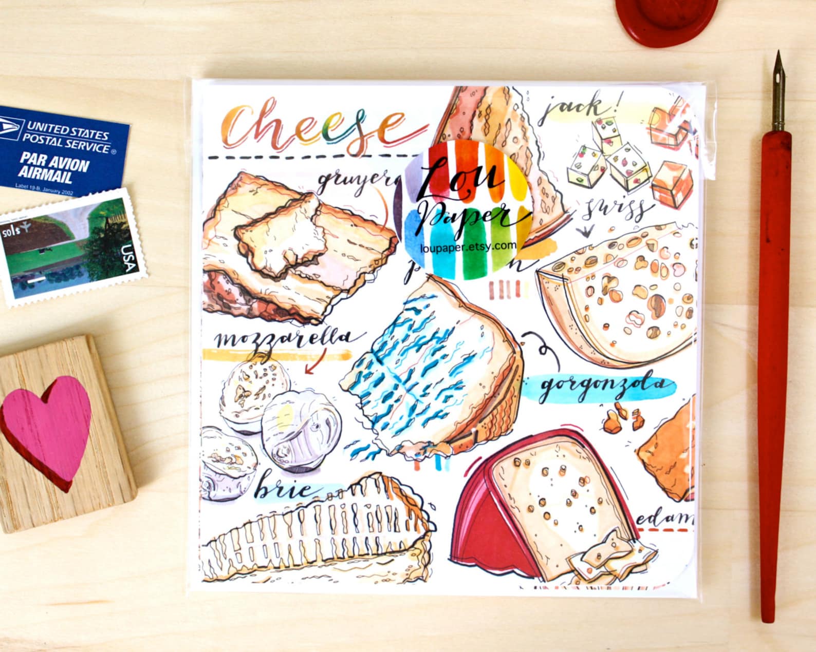 Foodie Notecards. Writing set. Food illustration. Cheese | Etsy