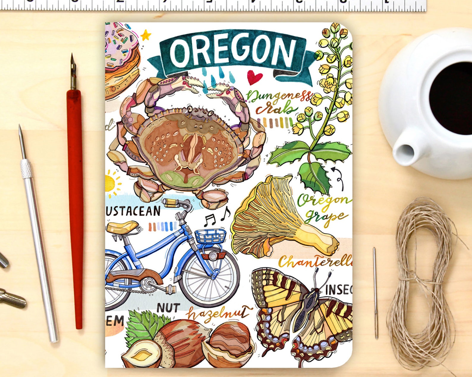 Oregon Notebook. Blank journal. Gift. State symbols. | Etsy